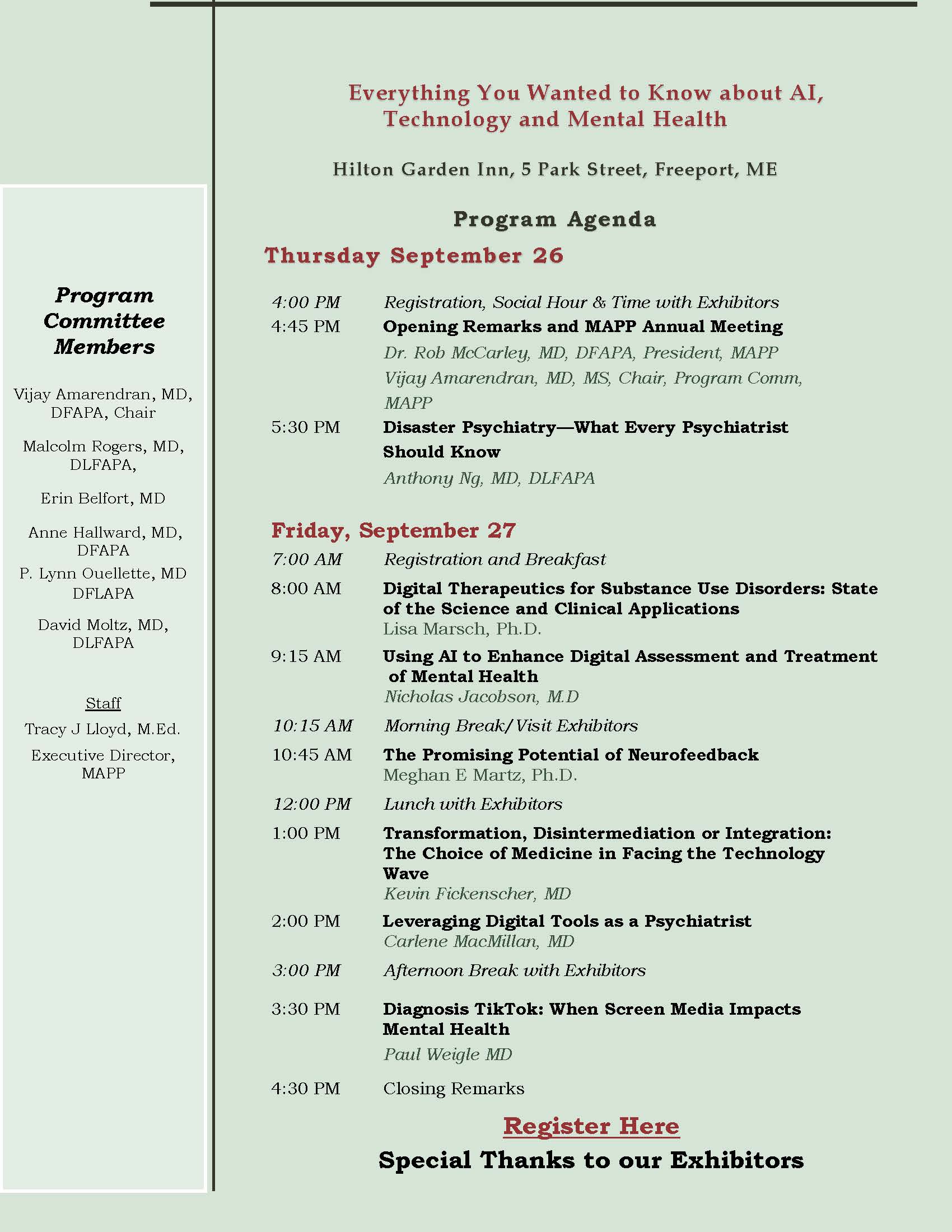 2024 MAPP Fall Symposium Flyer-AI Technology Agenda - Maine Psych